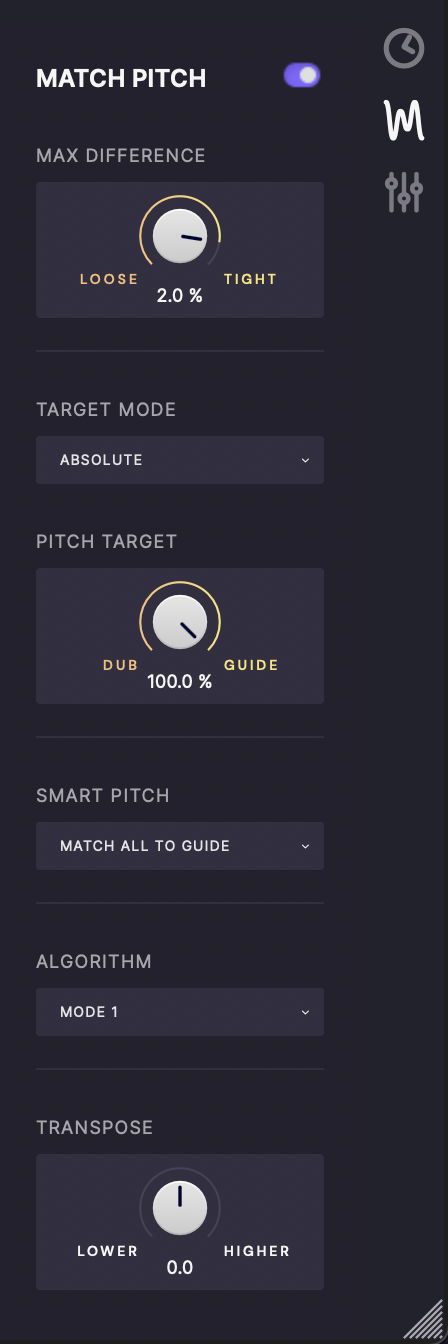 Adjusting the Automatic Time and Pitch Matching